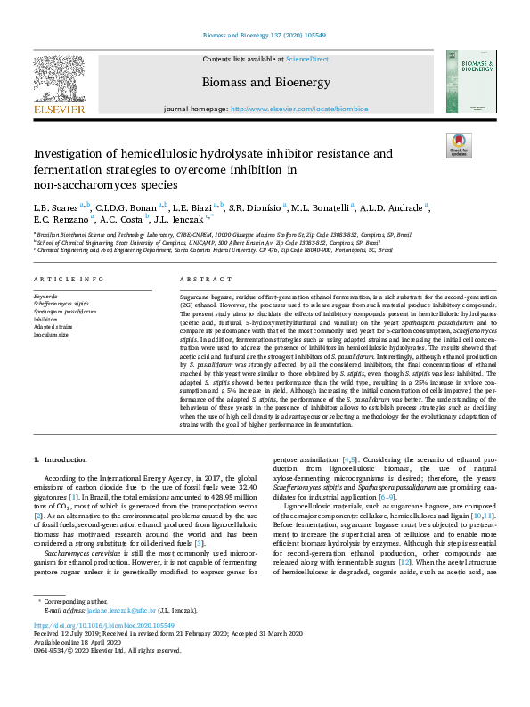 (PDF) Investigation of hemicellulosic hydrolysate inhibitor resistance ...