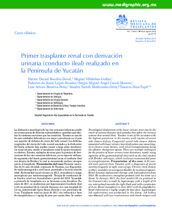 (PDF) First renal transplant with urinary diversion (ileal conduit ...