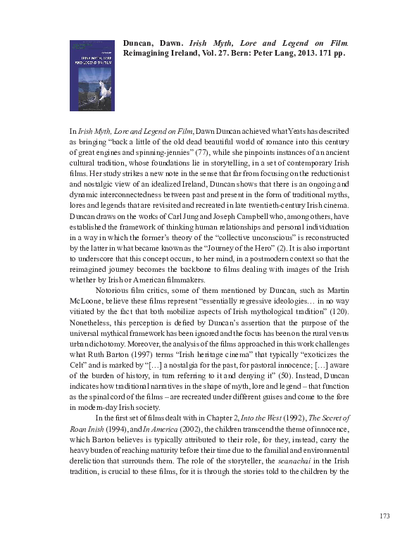 (PDF) Irish Myth, Lore and Legend on Film