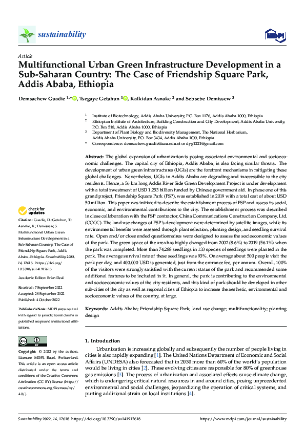 (PDF) Multifunctional Urban Green Infrastructure Development in a Sub-Saharan Country: The Case ...