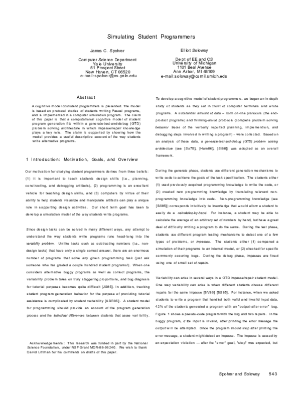 (PDF) Simulating student programmers