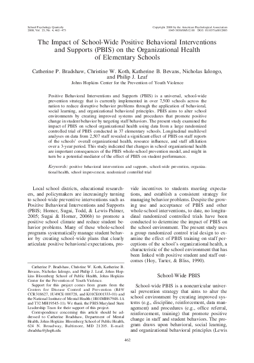(PDF) Implementation of School-Wide Positive Behavioral Interventions ...