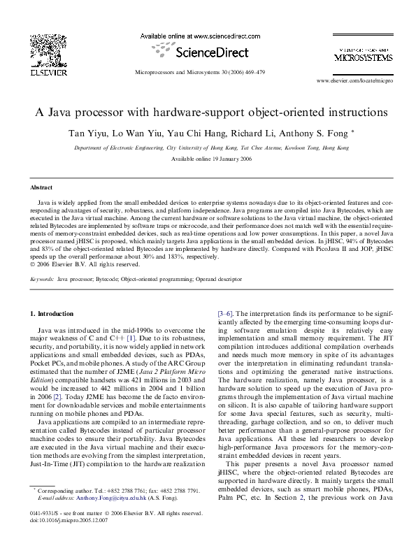 (PDF) A Java processor with hardware-support object-oriented instructions