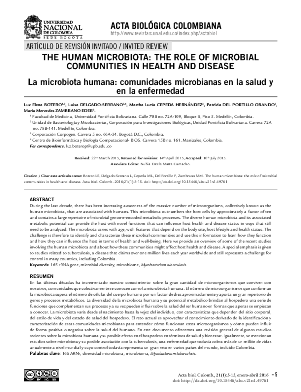 (PDF) The Human Microbiota: The Role of Microbial Communities in Health and Disease