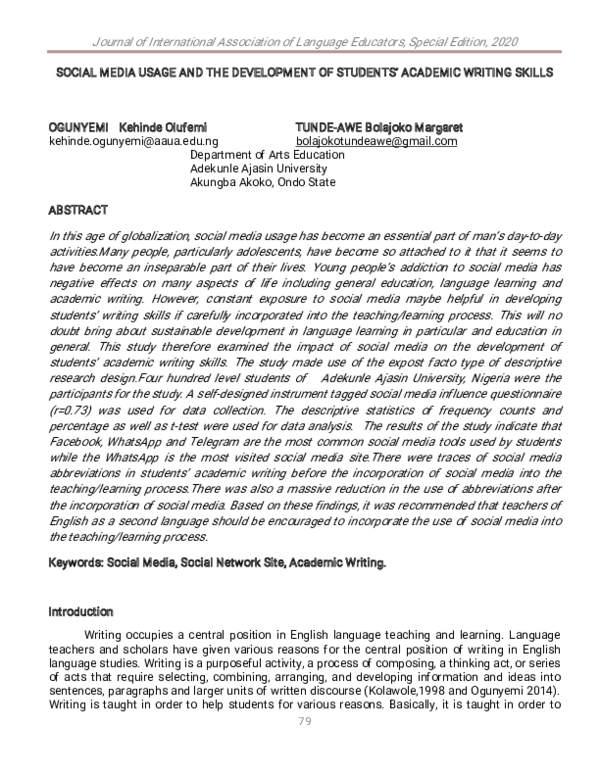 (PDF) SOCIAL MEDIA USAGE AND THE DEVELOPMENT OF STUDENTS ...