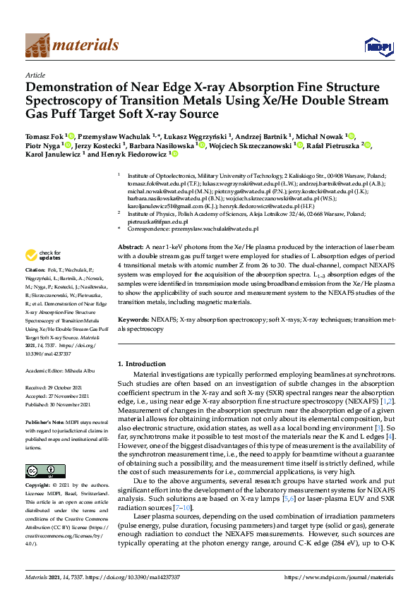 (PDF) Demonstration of Near Edge X-ray Absorption Fine Structure ...