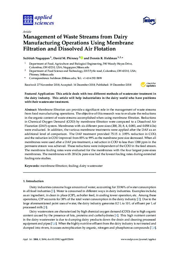(PDF) Management of Waste Streams from Dairy Manufacturing Operations ...