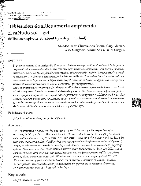 (PDF) Obtención de sílice amorfa empleando el método sol-gel