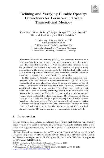 (PDF) Defining and Verifying Durable Opacity: Correctness for Persistent Software Transactional ...