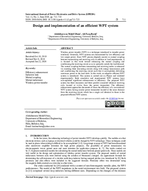 (PDF) Design and implementation of an efficient WPT system