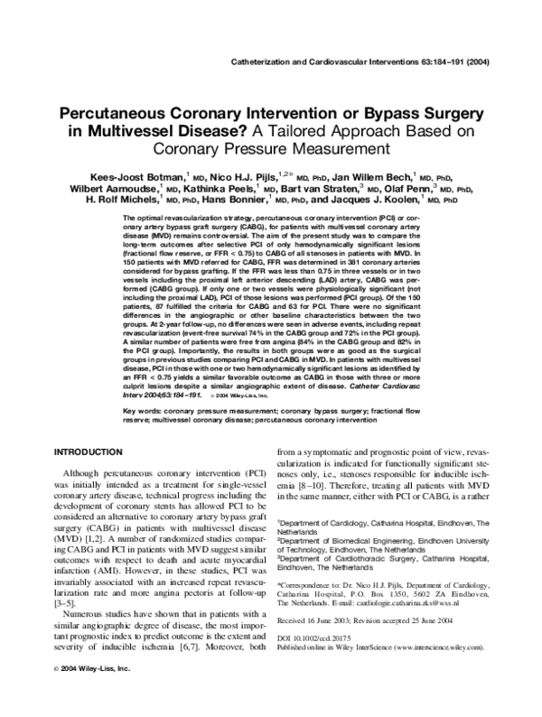 (PDF) Percutaneous coronary intervention or bypass surgery in ...