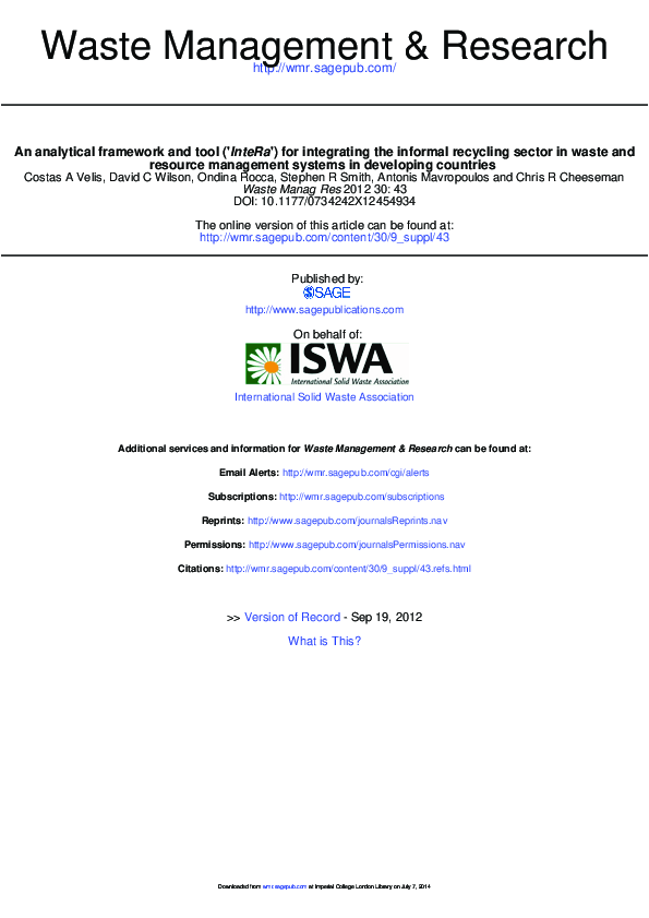 (PDF) An analytical framework and tool (‘InteRa’) for integrating the ...