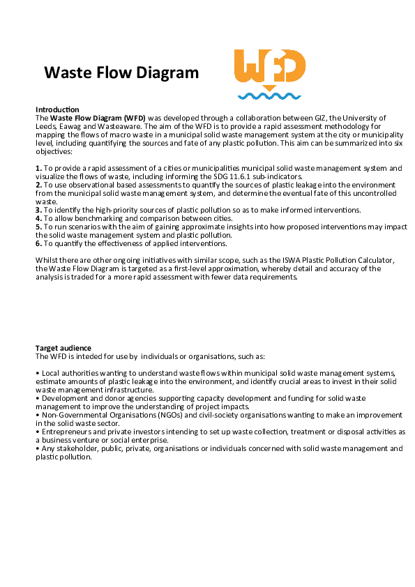 (XLS) Toolkit: Waste Flow Diagram (WFD): A rapid assessment tool for ...