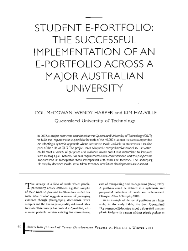 (PDF) Student E-Portfolio: The Successful Implementation of an E ...