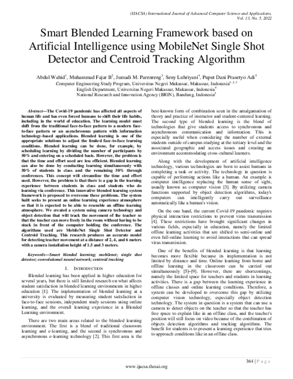 (PDF) Smart Blended Learning Framework based on Artificial Intelligence using MobileNet Single ...