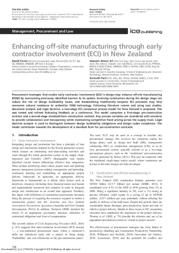 (PDF) Enhancing off-site manufacturing through early contractor ...