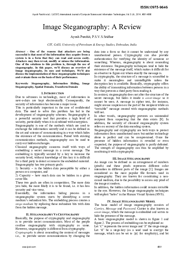 (PDF) Image Steganography : A Review