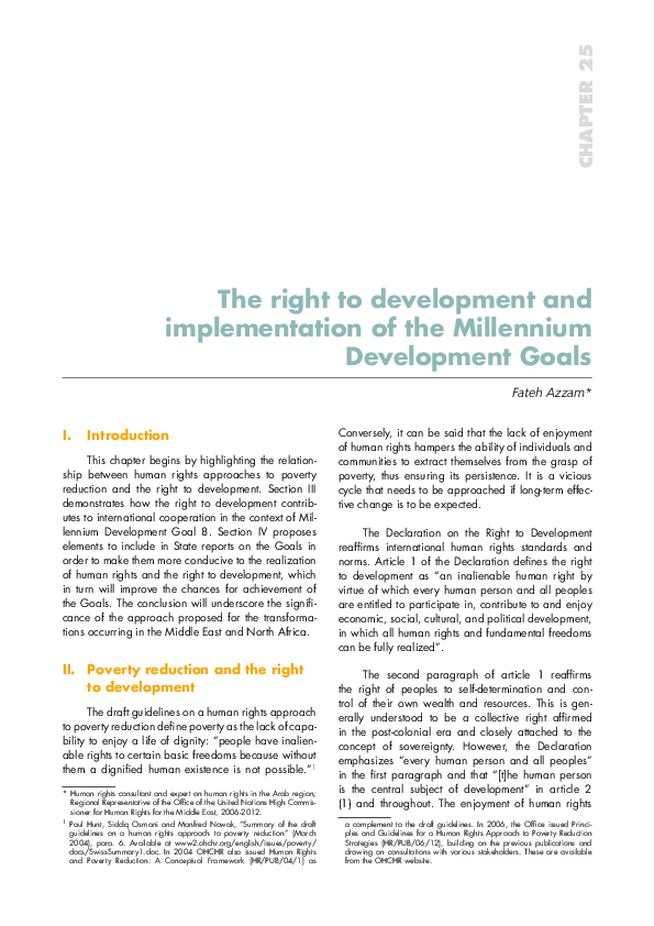 (PDF) The right to development and implementation of the Millennium ...