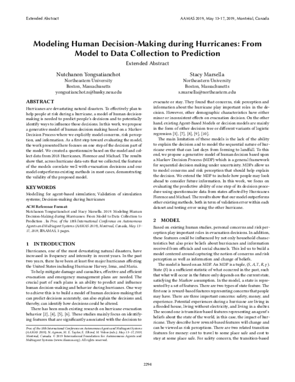 (PDF) Modeling Human Decision-Making during Hurricanes: From Model to ...
