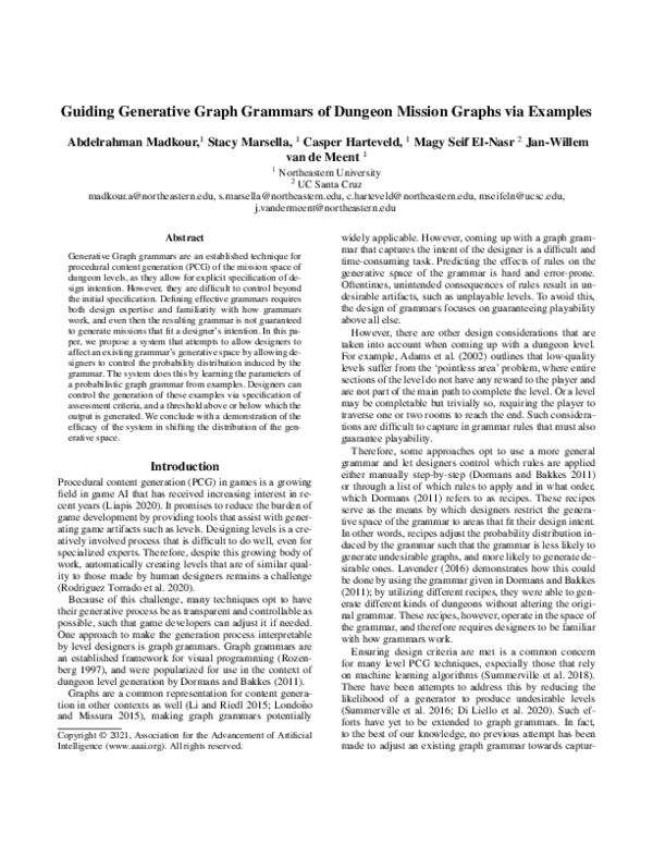 Pdf Guiding Generative Graph Grammars Of Dungeon Mission Graphs Via Examples