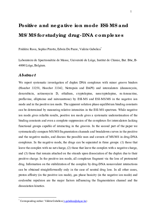 (PDF) Positive and negative ion mode ESI-MS and MS/MS for studying drug ...