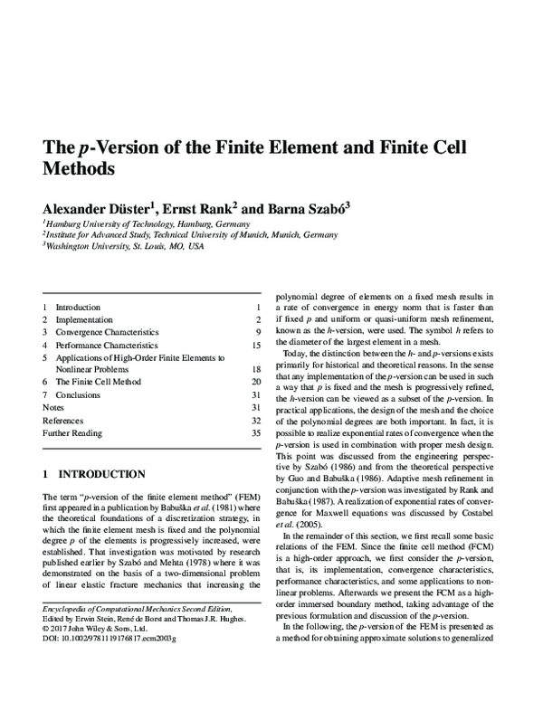 Pdf Thep Version Of The Finite Element And Finite Cell Methods