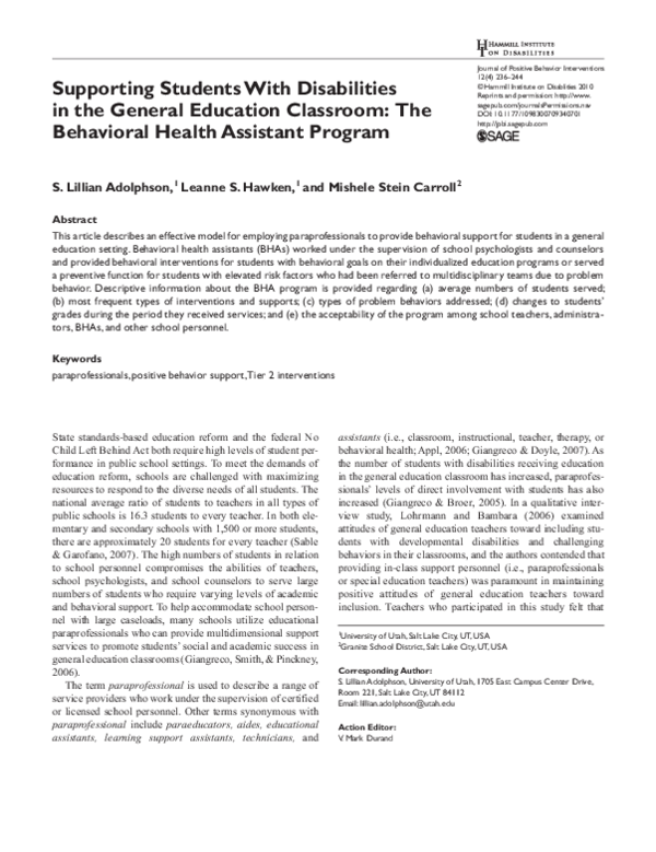 (PDF) Supporting Students With Disabilities in the General Education ...