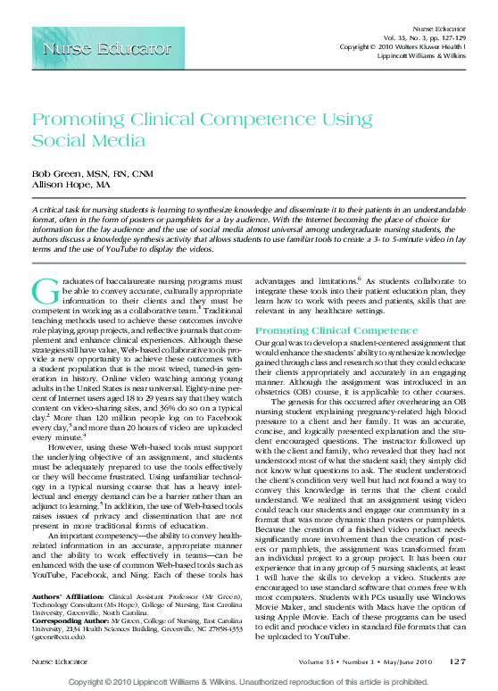 (PDF) Promoting Clinical Competence Using Social Media