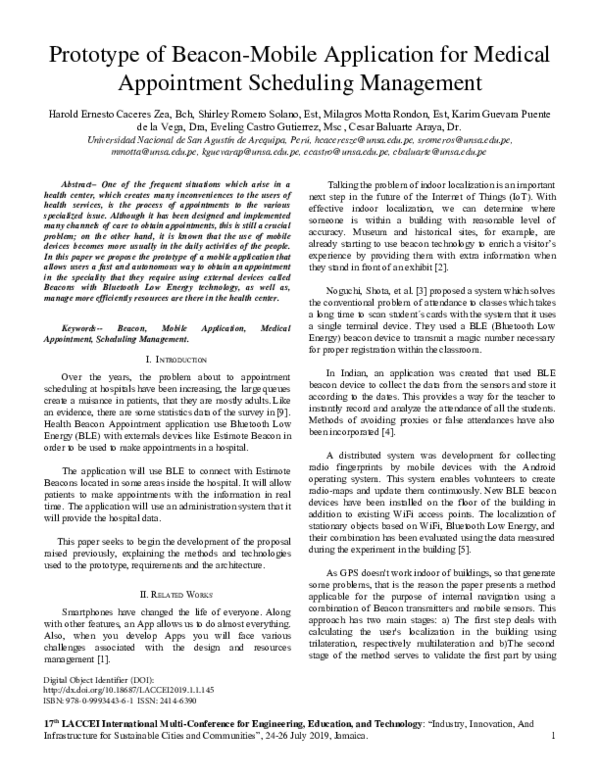 (PDF) Prototype of Beacon-Mobile Application for Medical Appointment ...