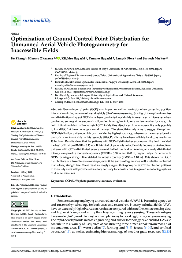 (PDF) Optimization of Ground Control Point Distribution for Unmanned ...