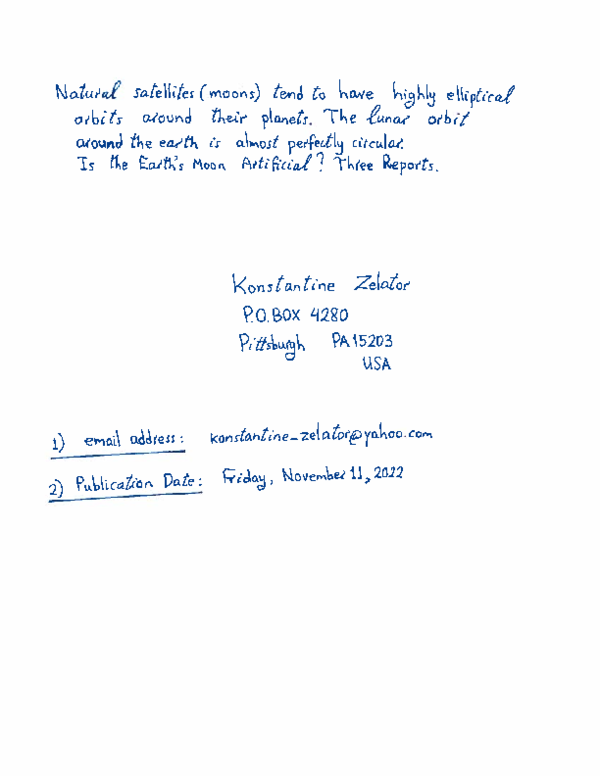 (PDF) Natural satellites(moons) tend to have highly elliptical orbits ...
