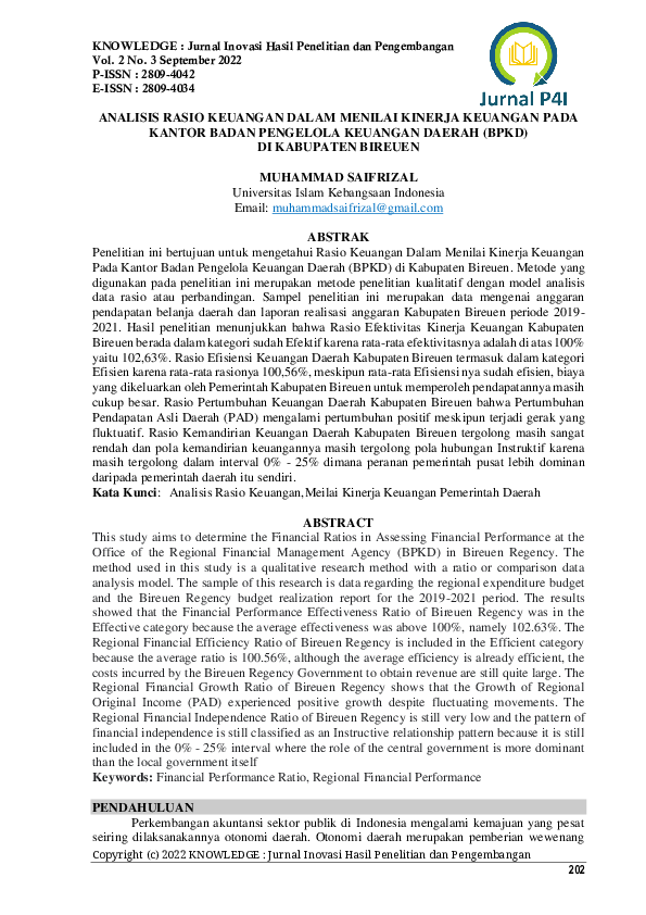 (PDF) Analisis Rasio Keuangan Dalam Menilai Kinerja Keuangan Pada ...