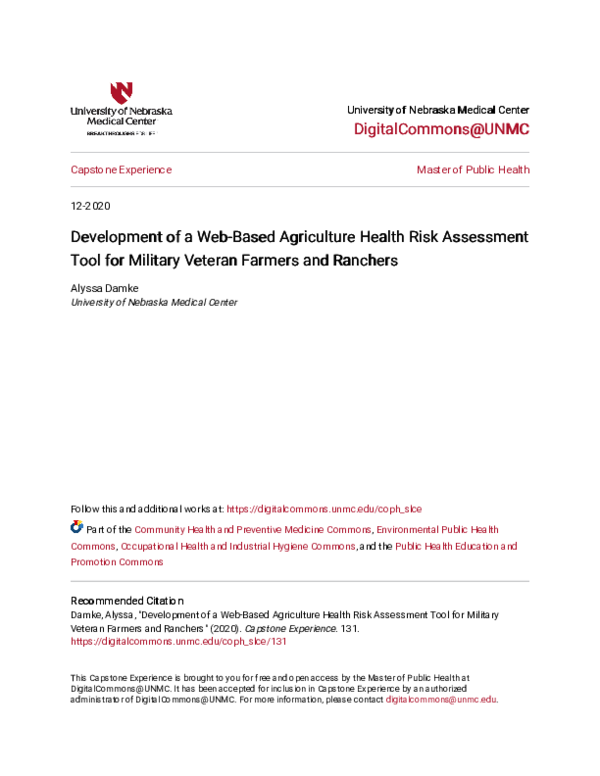 (PDF) Development of a Web-Based Agriculture Health Risk Assessment ...