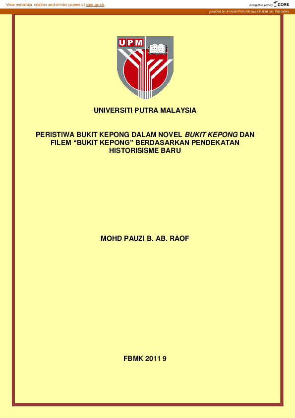(PDF) Peristiwa Bukit Kepong dalam Novel Bukit Kepong dan Filem Bukit Kepong Berdasarkan ...