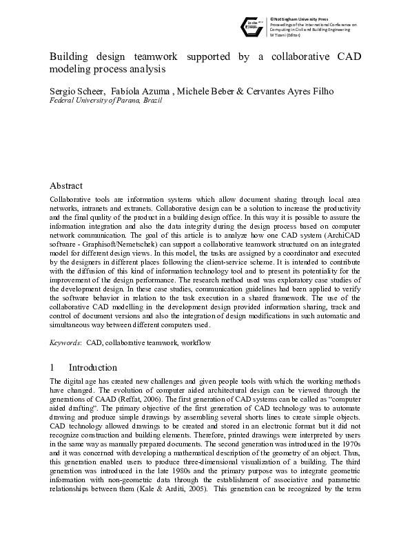Pdf Building Design Teamwork Supported By A Collaborative Cad Modeling Process Analysis