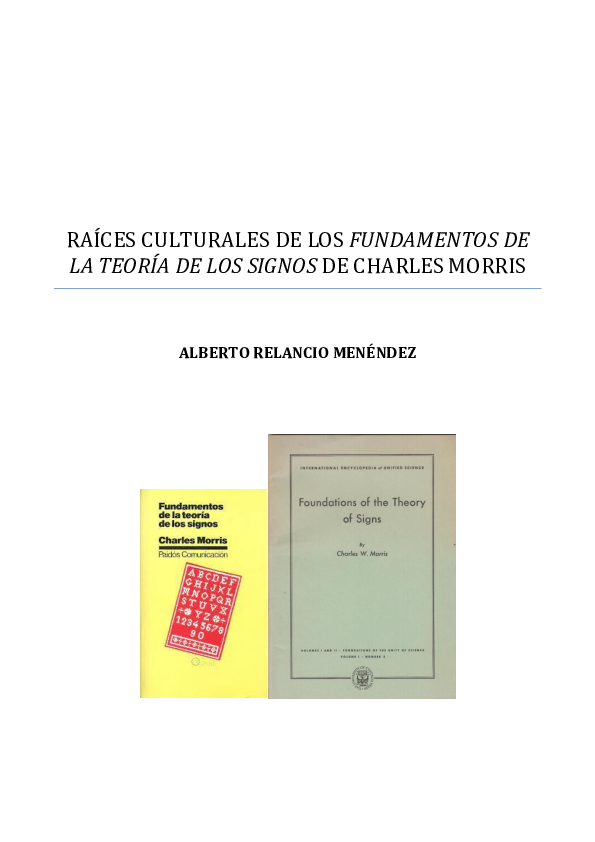 (PDF) Raíces culturales de los "Fundamentos de la teoría de los signos ...
