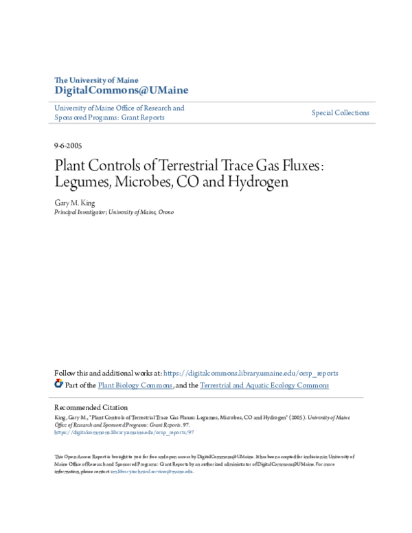 (PDF) Plant Controls of Terrestrial Trace Gas Fluxes: Legumes, Microbes ...