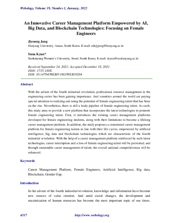 (PDF) An Innovative Career Management Platform Empowered by AI, Big ...