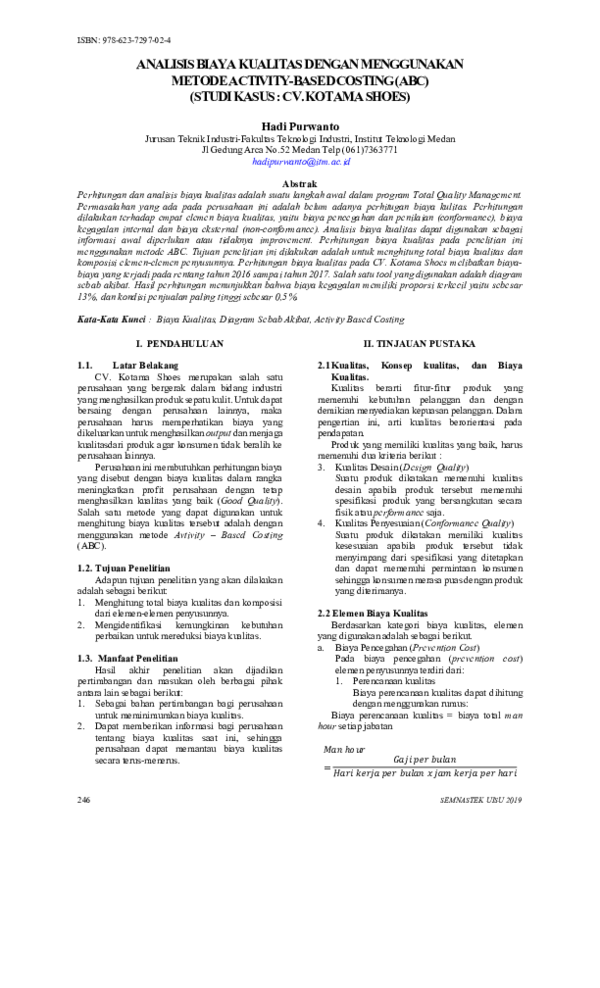 (PDF) Analisis Biaya Kualitas Dengan Menggunakan Metode Activity-Based ...