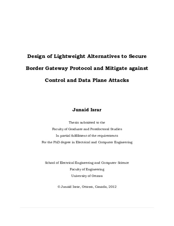 Pdf Design Of Lightweight Alternatives To Secure Border Gateway