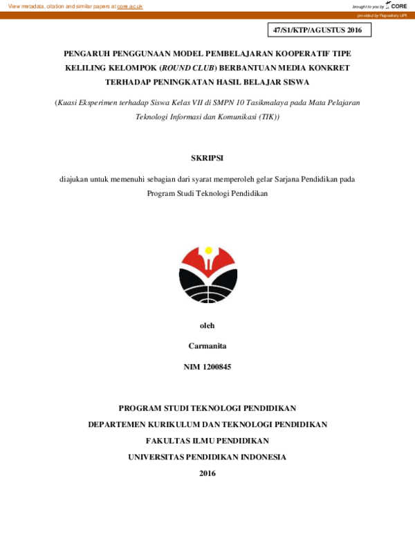 (PDF) Pengaruh Penggunaan Model Pembelajaran Kooperatif Tipe Think Pair Share (TPS) Dengan ...