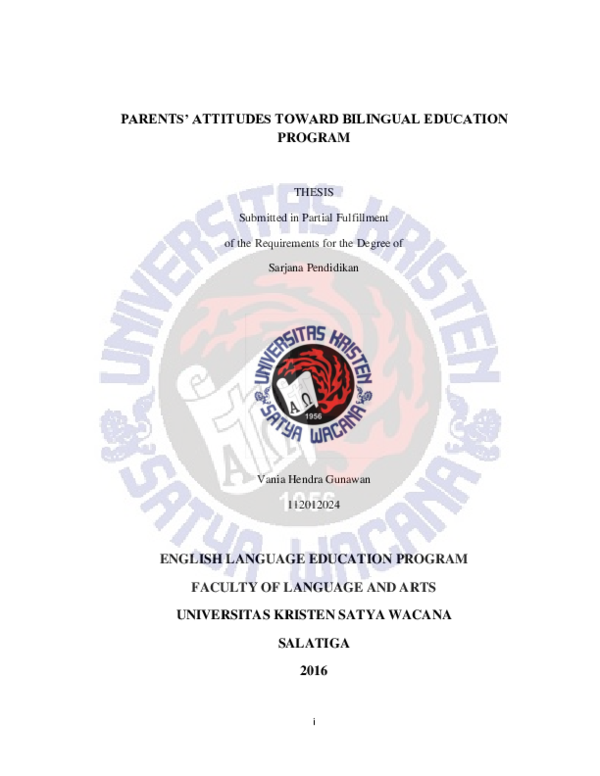 (PDF) Parents’ Attitudes Toward Bilingual Education Program