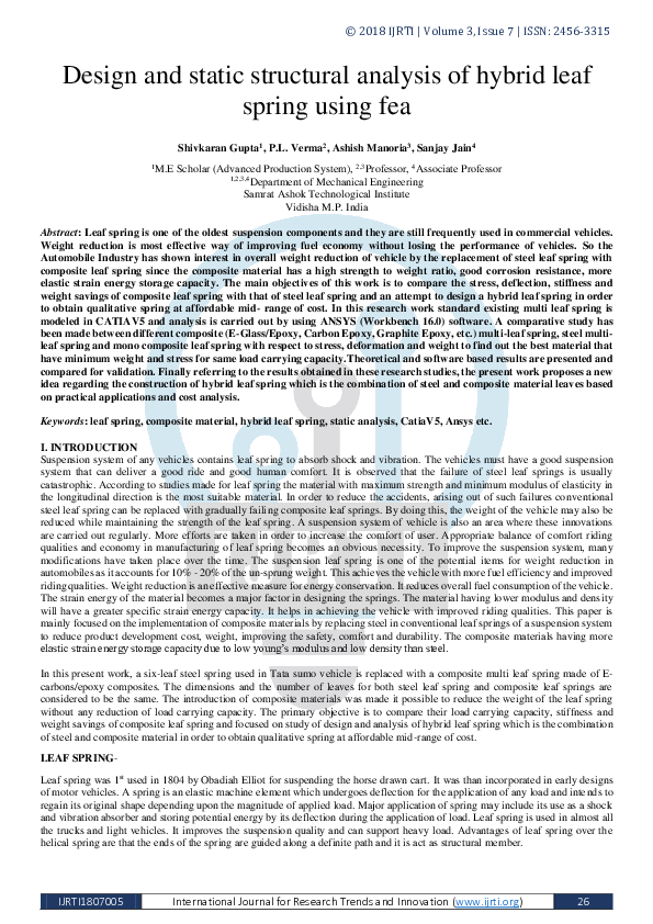 (PDF) Design and static structural analysis of hybrid leaf spring using fea