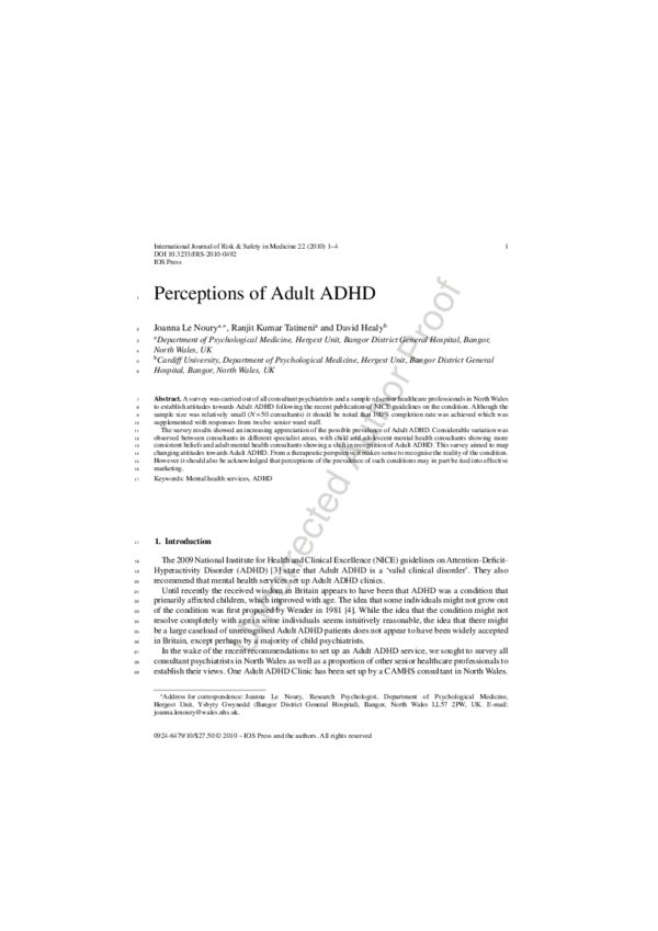 (PDF) Perceptions of adult ADHD