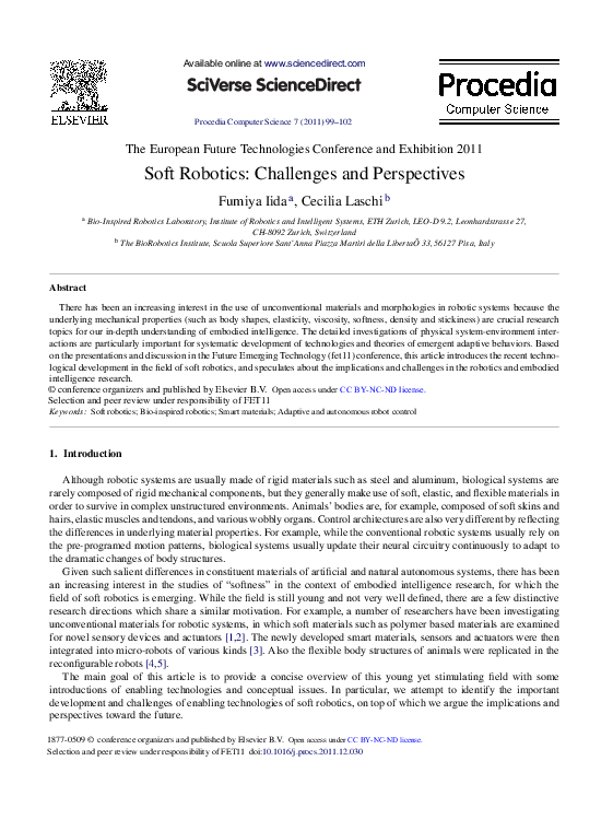(PDF) Soft Robotics: Challenges and Perspectives