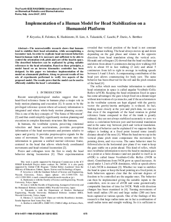 (PDF) Implementation of a human model for head stabilization on a ...
