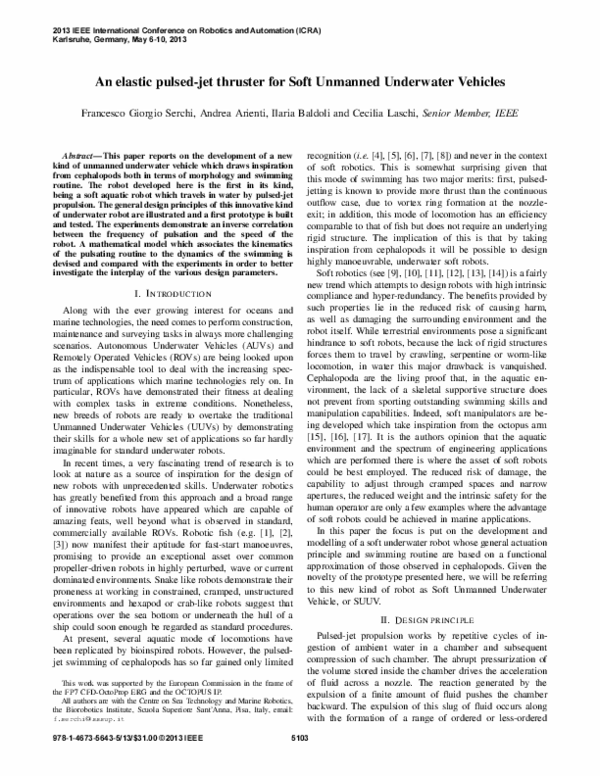 (PDF) An elastic pulsed-jet thruster for Soft Unmanned Underwater Vehicles