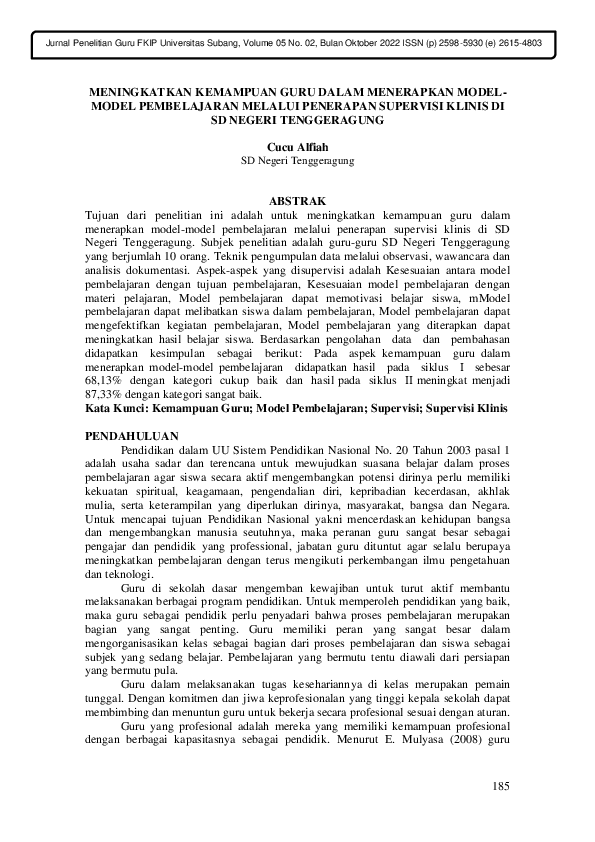 (PDF) Meningkatkan Kemampuan Guru Dalam Menerapkan Model-Model Pembelajaran Melalui Penerapan ...