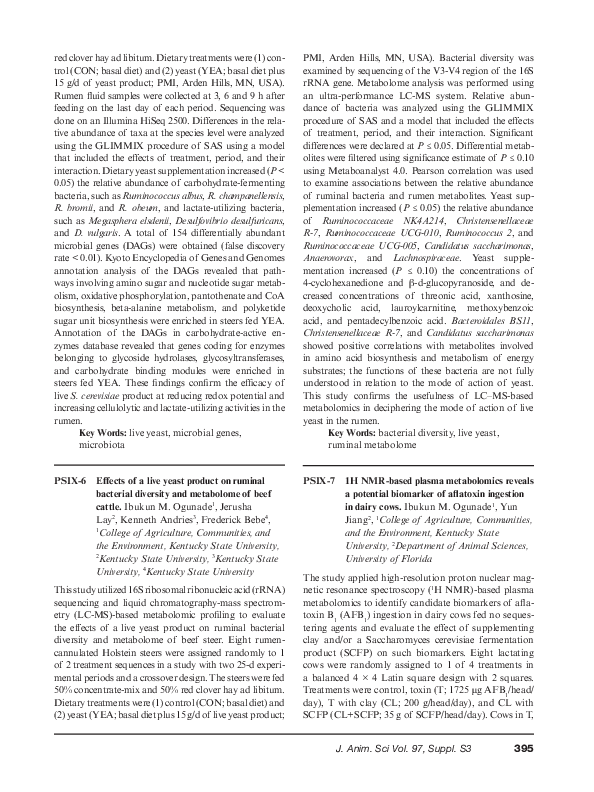 (PDF) PSIX-6 Effects of a live yeast product on ruminal bacterial diversity and metabolome of ...