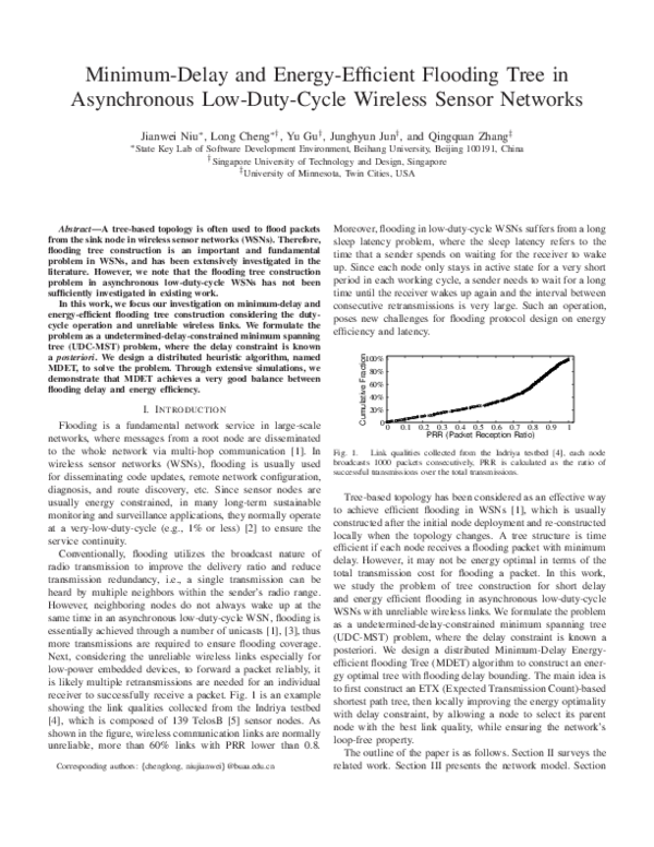(PDF) Minimum-delay and energy-efficient flooding tree in asynchronous low-duty-cycle wireless ...